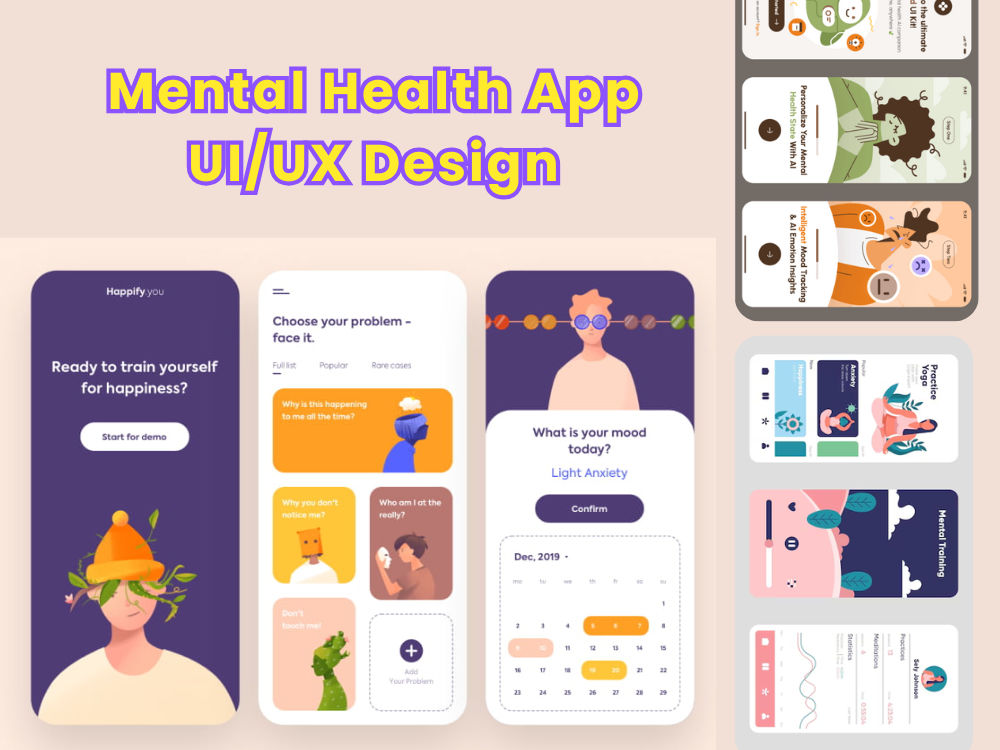 Mental Health App UI/UX Design | Therapy, Meditation | Engaging Design ...