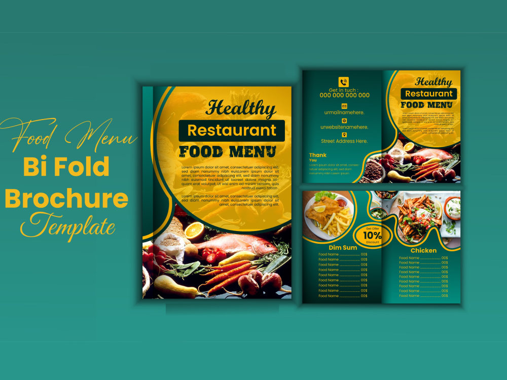 Company bifold brochure marketing flyer Food Menu catalog poster ...