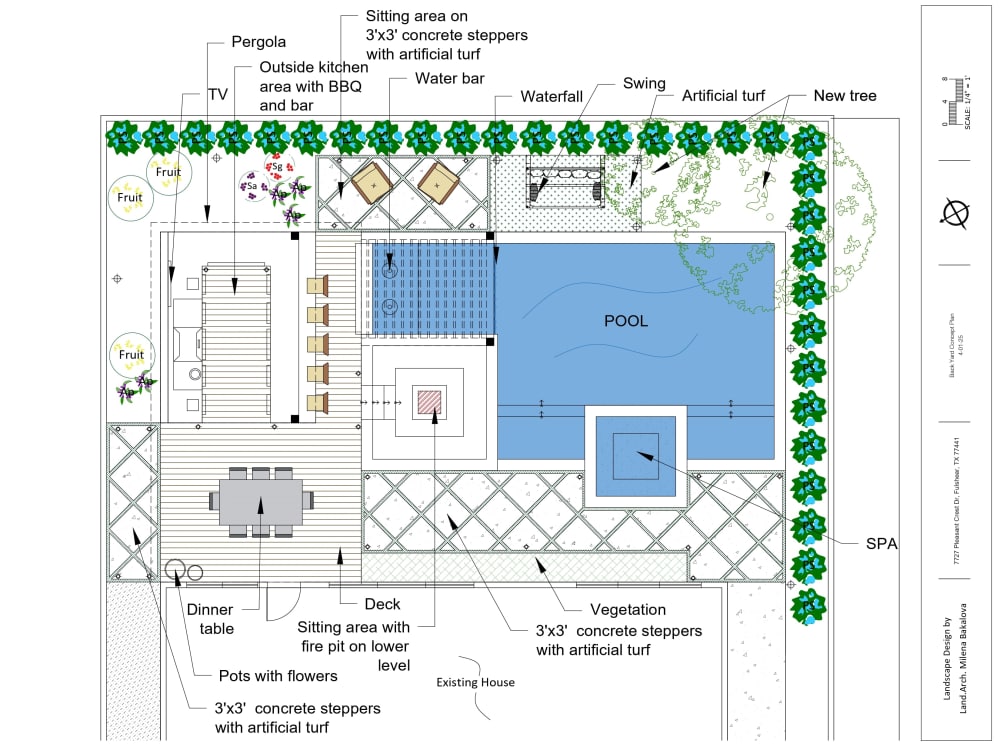 Backyard 2D Landscape Design Plan and Photorealistic 3D Rendering | Upwork
