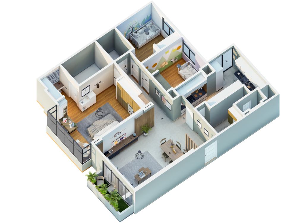 Isometric floor plan 3d interior renderings | Upwork