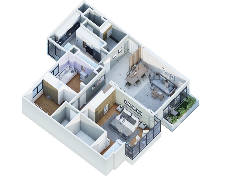 Isometric floor plan 3d interior renderings | Upwork