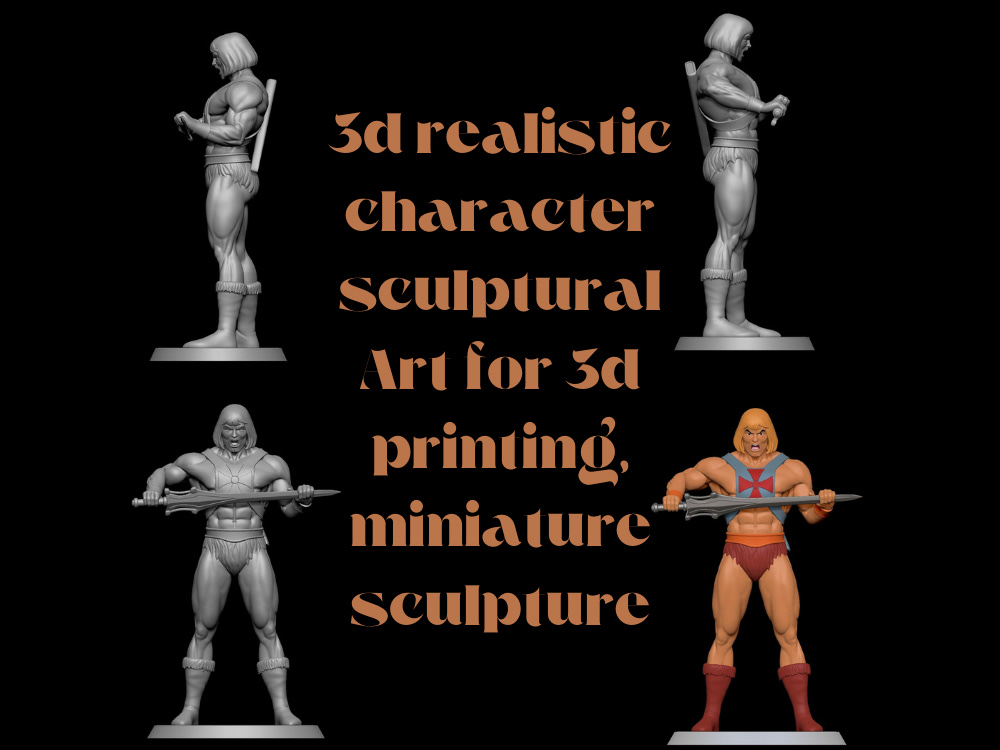 3d realistic character sculptural Art for 3d printing, miniature ...