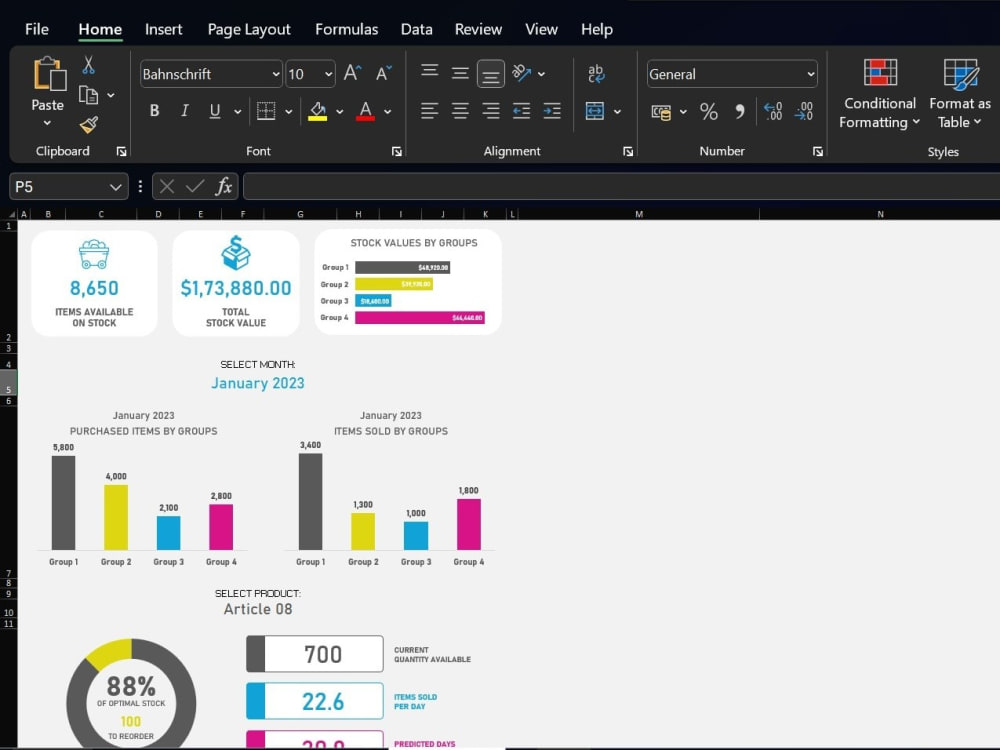 Create excel graphs,pivot tables,vlookup and dashboard | Upwork