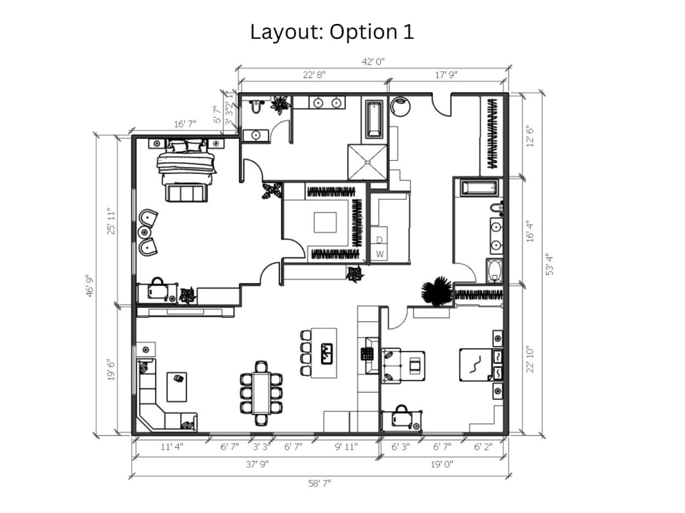A professional 2D Floor Plan + Furniture Layout | Upwork