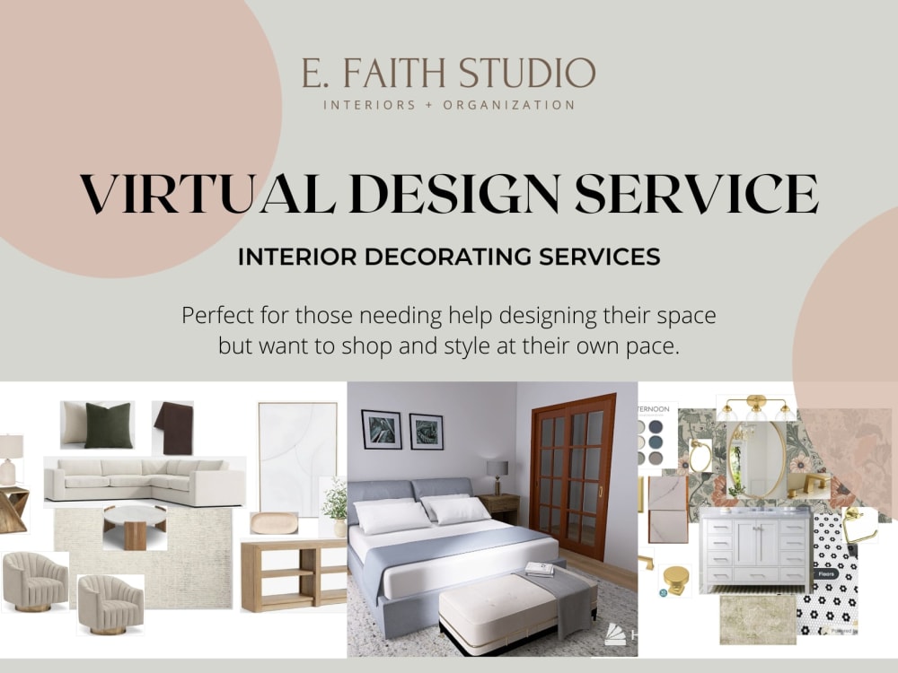 A virtual room design with floor plan and shopping list | Upwork