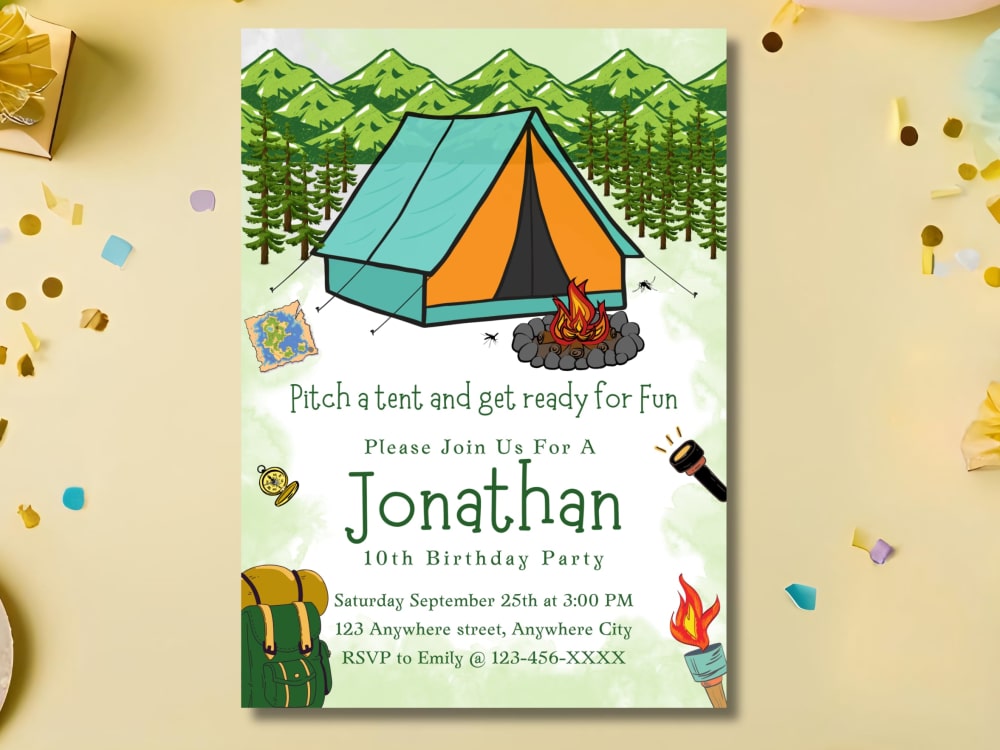 Custom Birthday Party Invitation Card Template | Upwork
