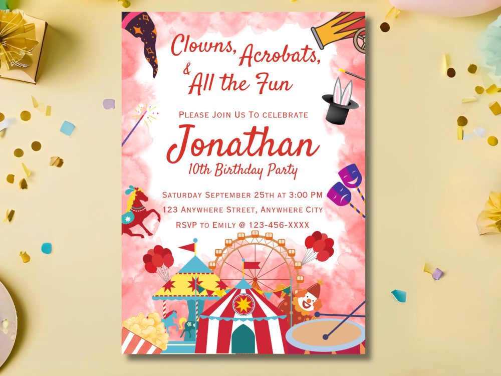 Custom Birthday Party Invitation Card Template | Upwork