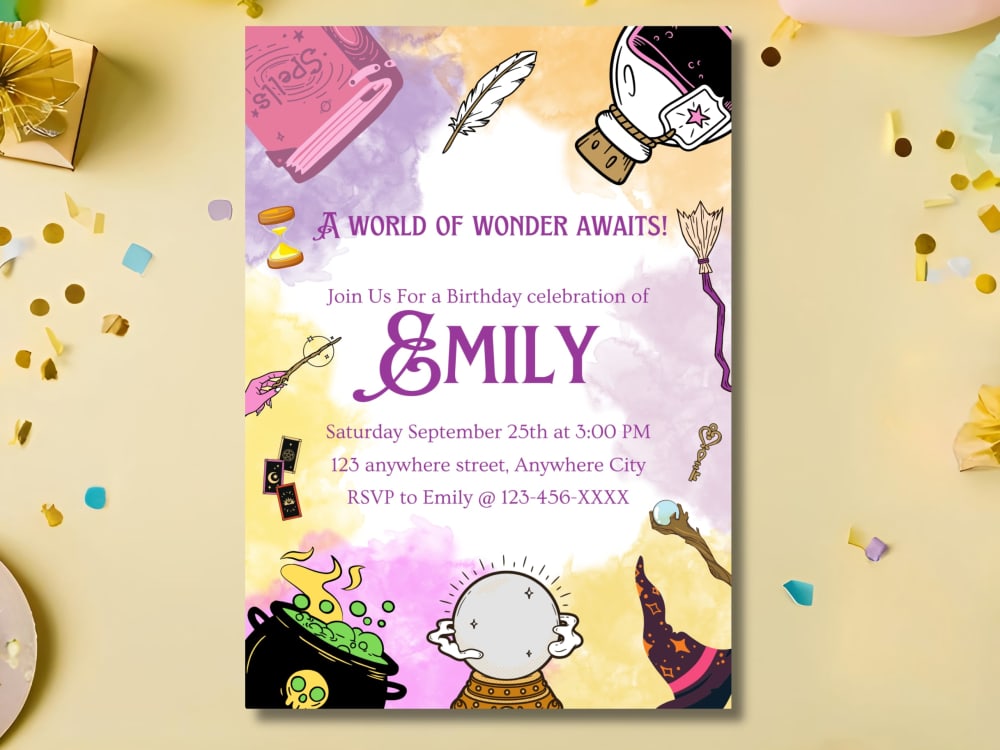 Custom Birthday Party Invitation Card Template | Upwork