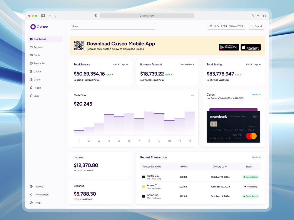 A high-converting Finance Figma UI/UX design for web & mobile app ...