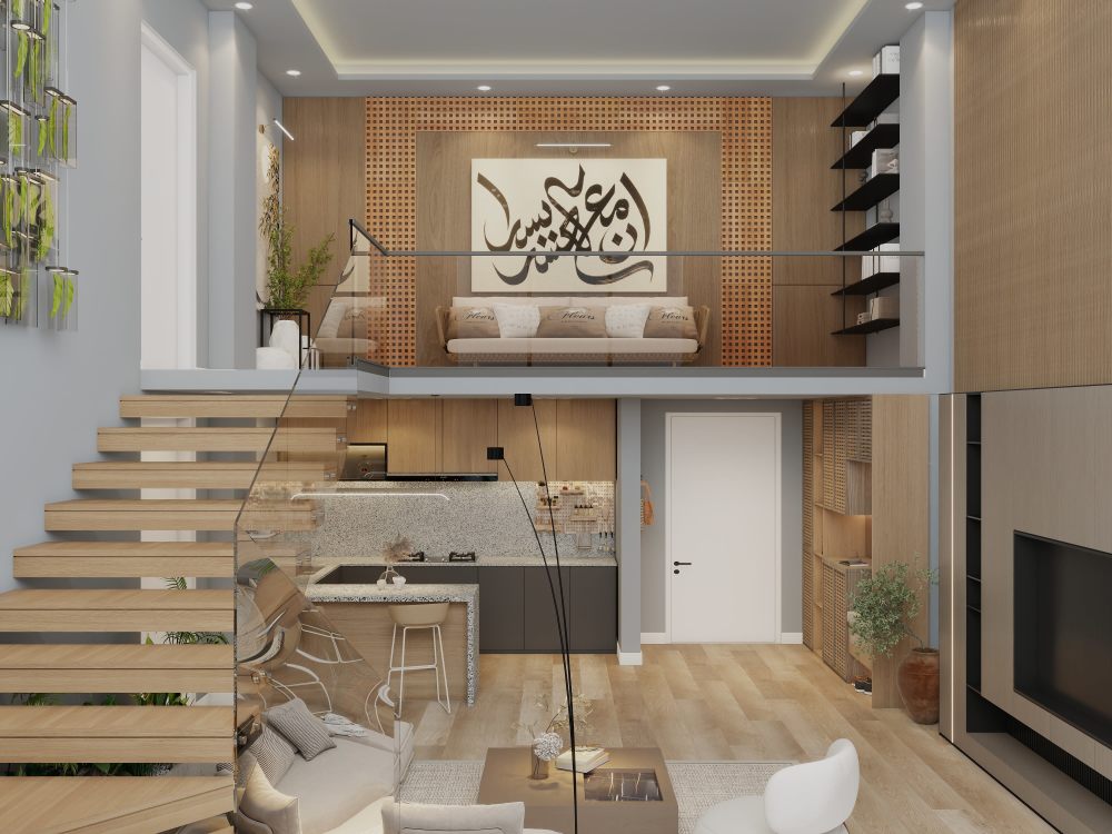 A complete Apartment/Loft 3D interior design renders in 4K resolution ...