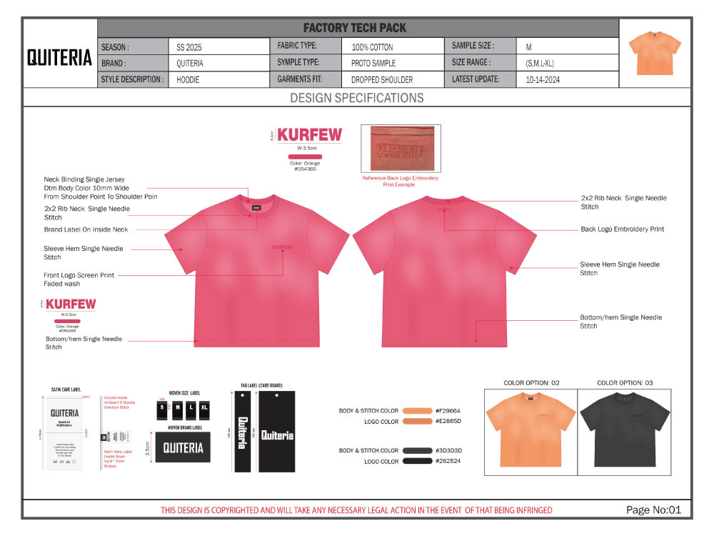 Technical Drawings & Details Tech Pack ready for production of your ...