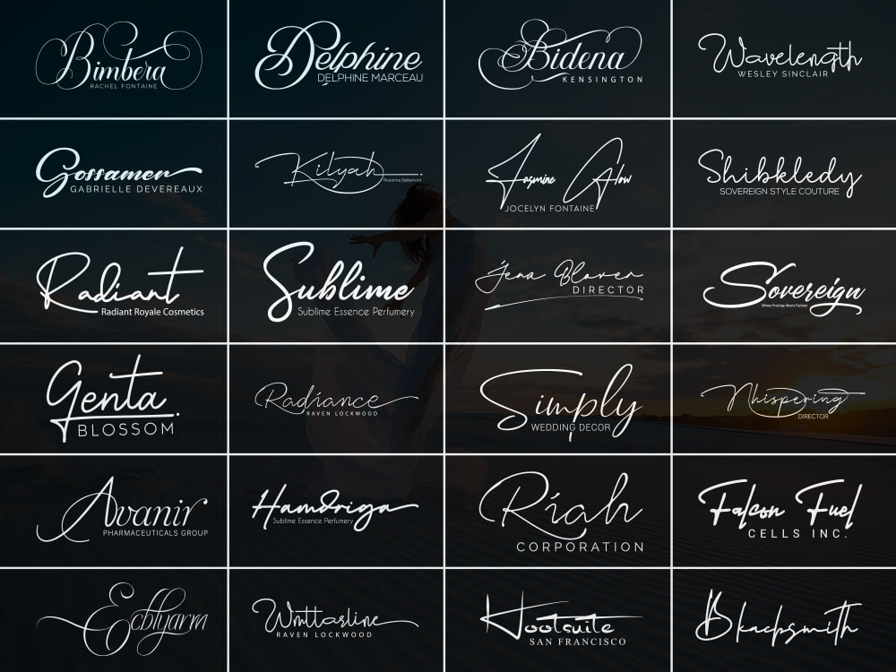 Modern signature, handwritten, calligraphy, scripted, cursive logo ...
