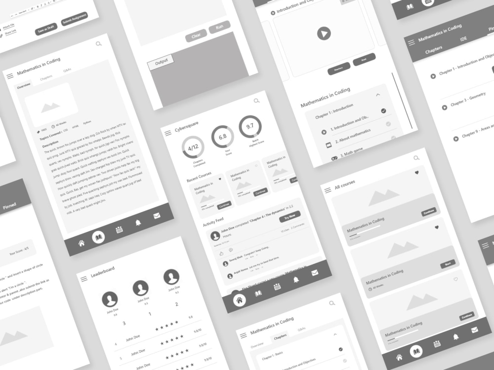 A modern and intuitive mobile app design concept with Wireframes (lo-fi ...