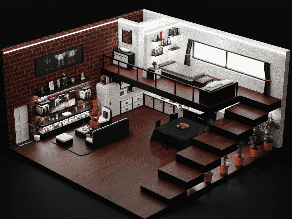 A professional 3d isometric room | Upwork