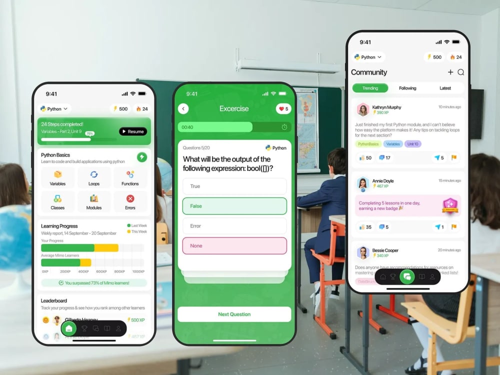 Custom UI/UX for Mobile Apps Teaching Programming Languages | Upwork