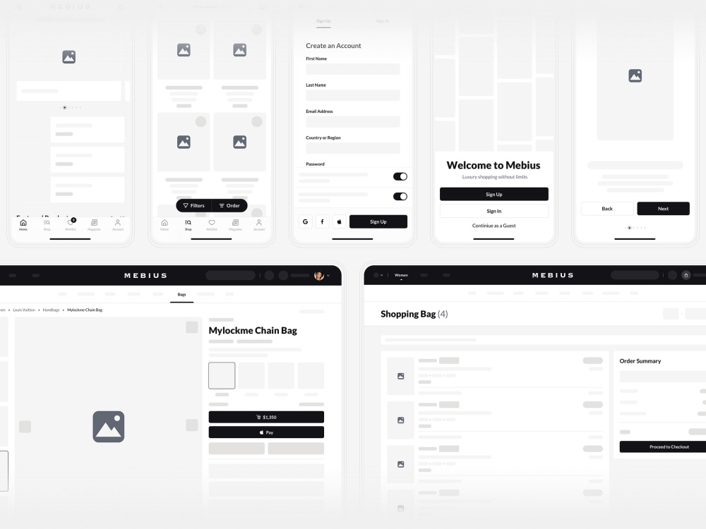 A modern and intuitive mobile app design concept with Wireframes (lo-fi ... A modern and intuitive mobile app design concept with Wireframes (lo-fi ...