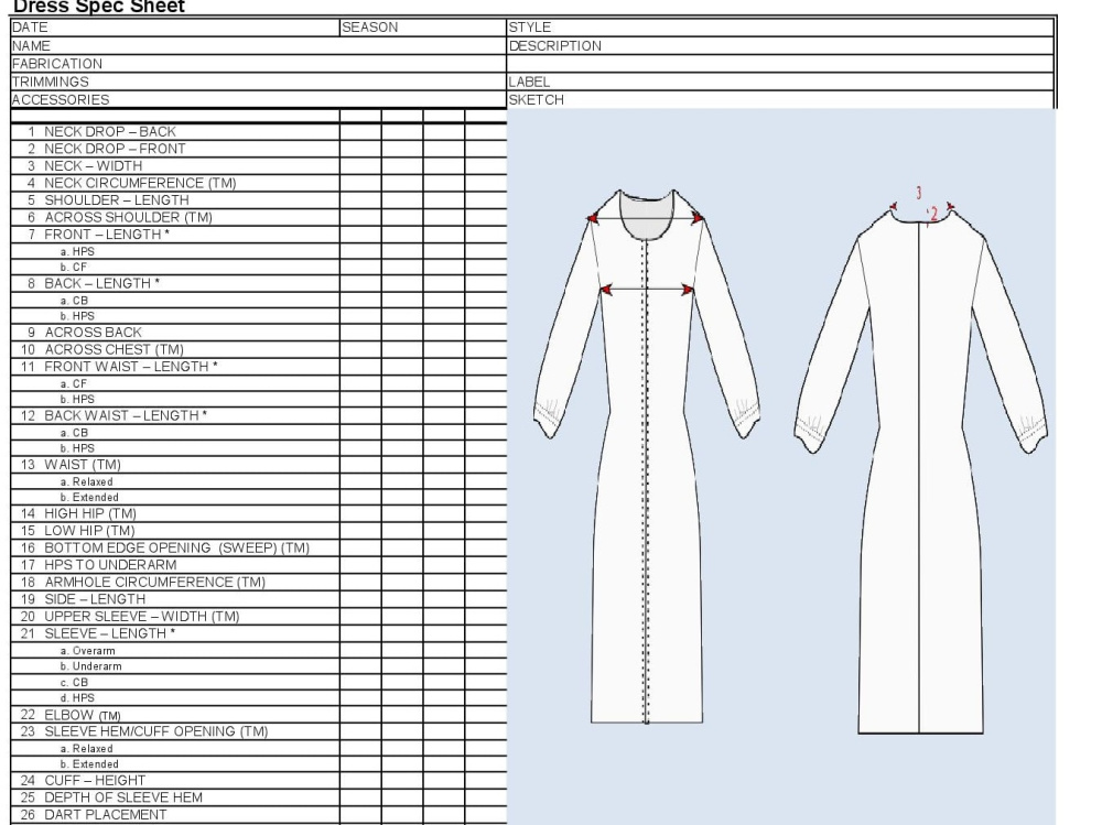 Size chart(spec sheet) for your manufacture | Upwork