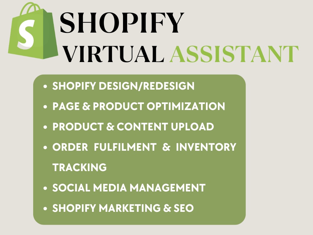 Shopify Virtual Assistant, Product listng, Store Management, Amazon ...
