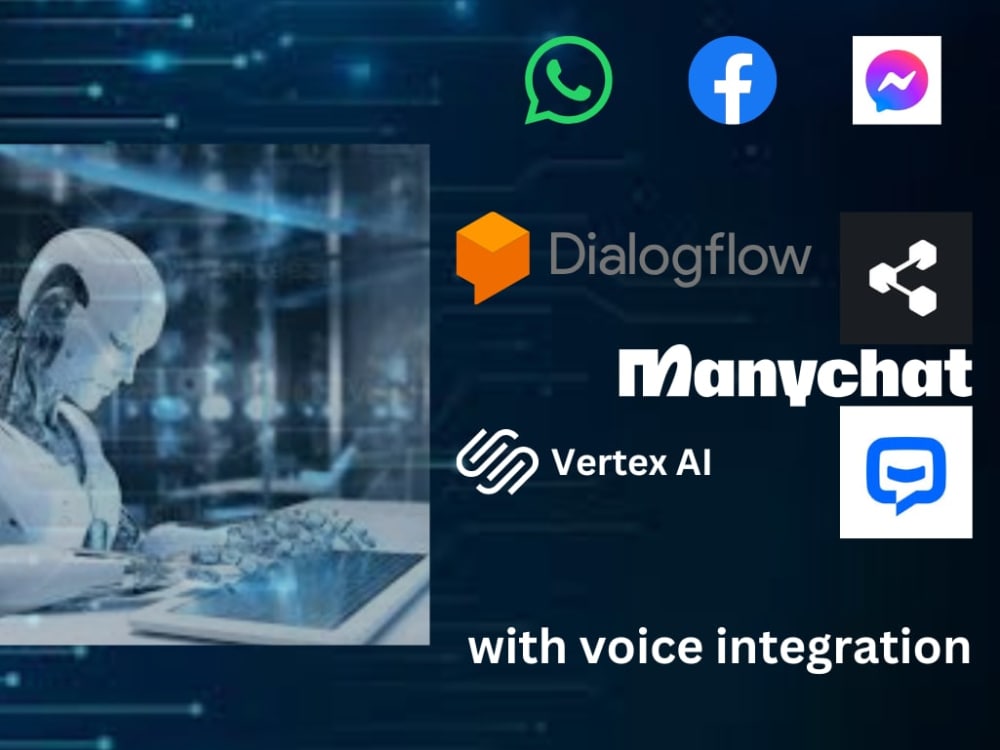 Chatbot agent with dialogflowcx manychat vertex ai with voice integration | Upwork