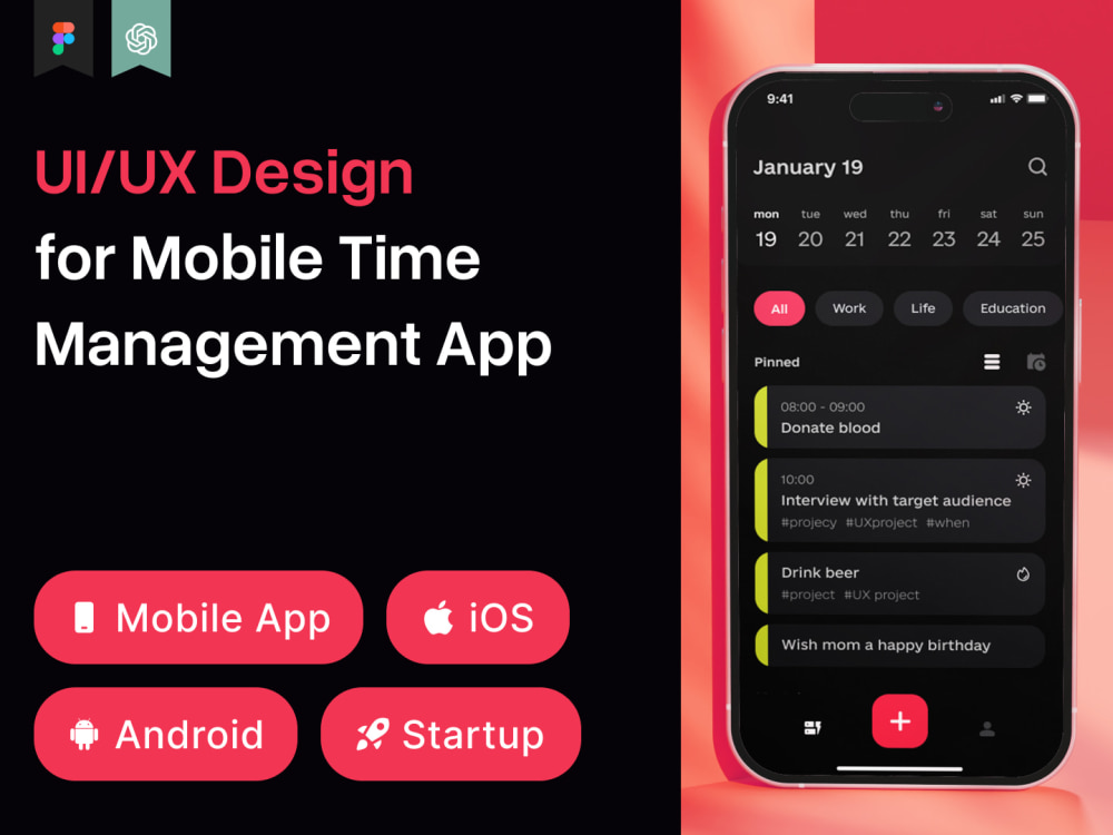 A UI/UX Design for Mobile Time Management App | Upwork