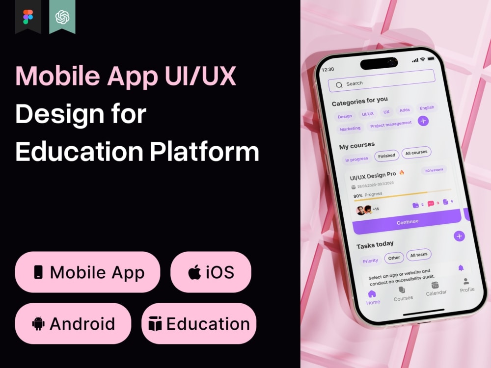 A Mobile App UI/UX Design for Education Platform | Upwork