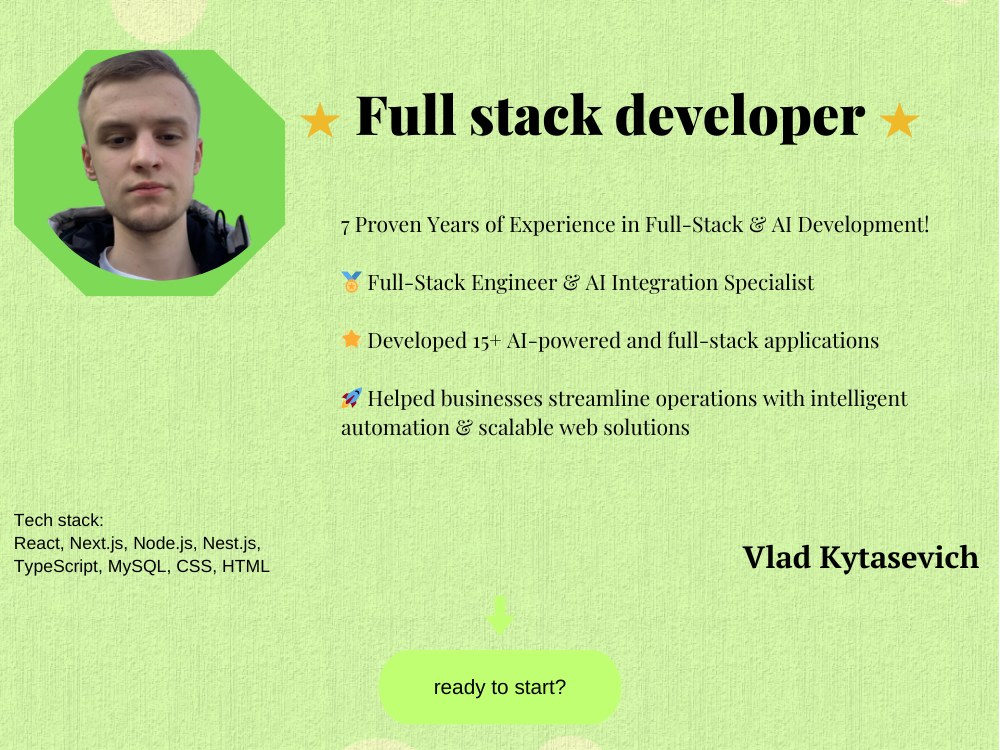Full Stack developer AI on react / node.js / nextjs | Upwork
