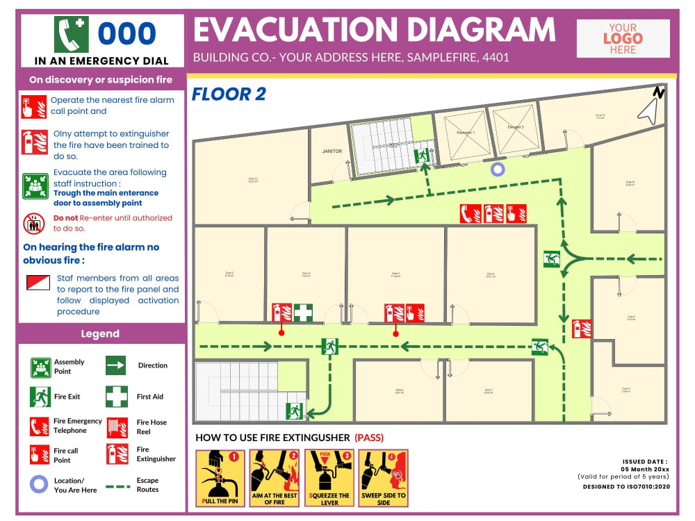 Evacuation plan and fire exit plan drawing | Upwork