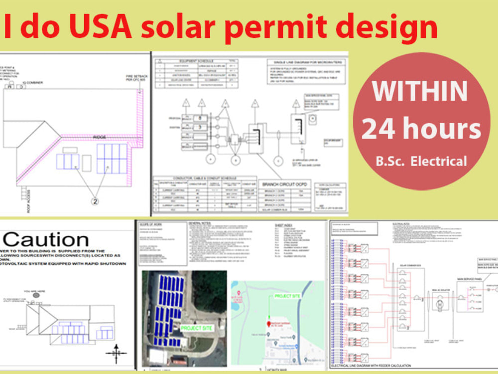 USA solar permit design and drafting auto cad plan | Upwork