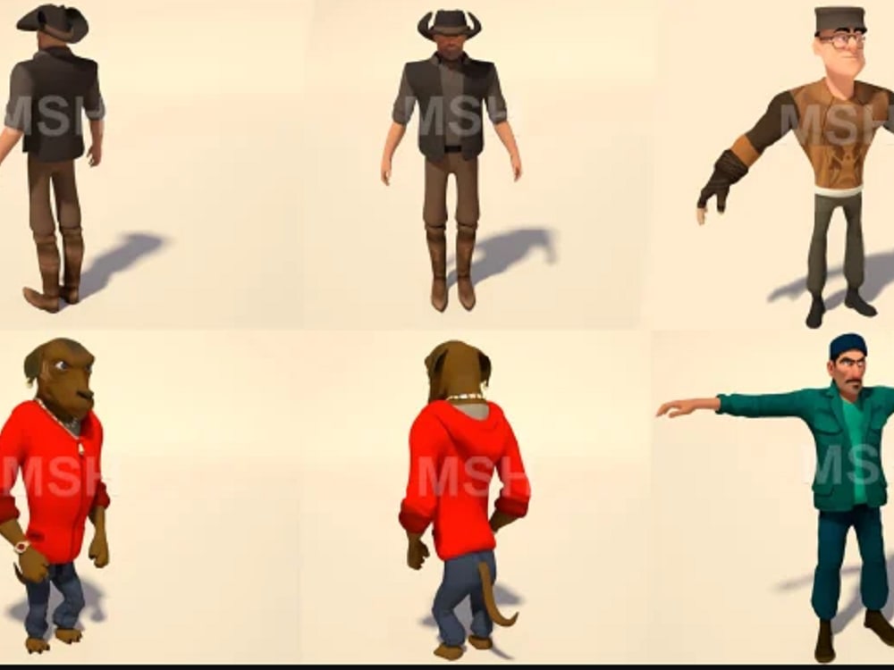 Articulate 3d character, model for games animation and 3d print texture ...