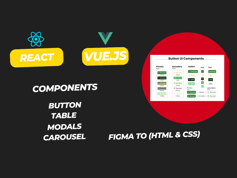 Custom React/Vue UI Components – Buttons, Modals, Carousels & More | Upwork