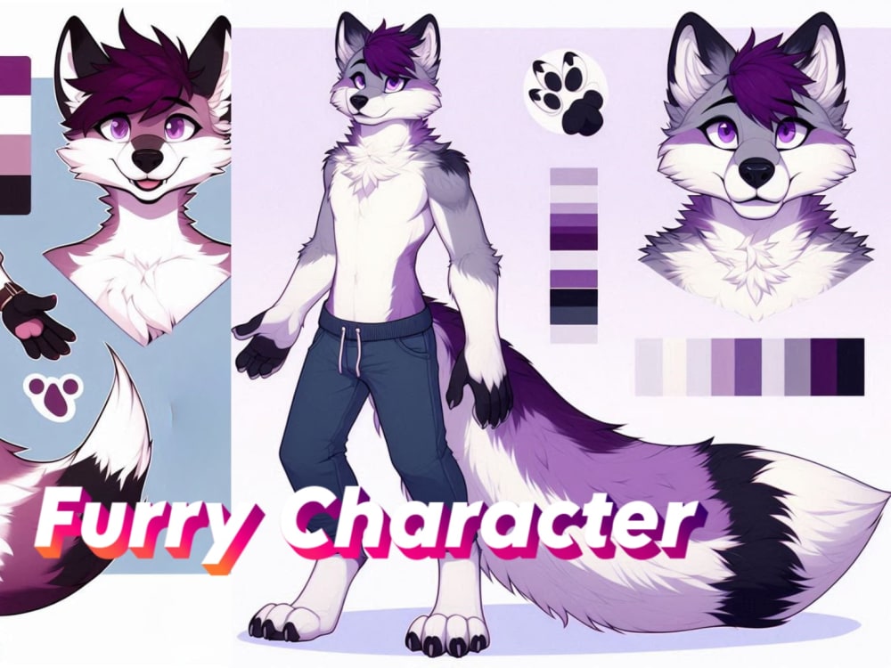 2d anime pfp furry fursona, ref sheet avatar, furry oc style anthro art ...