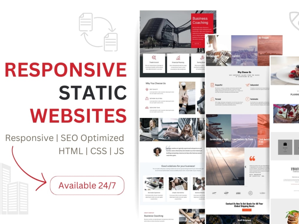 Responsive static website and landing pages | Upwork