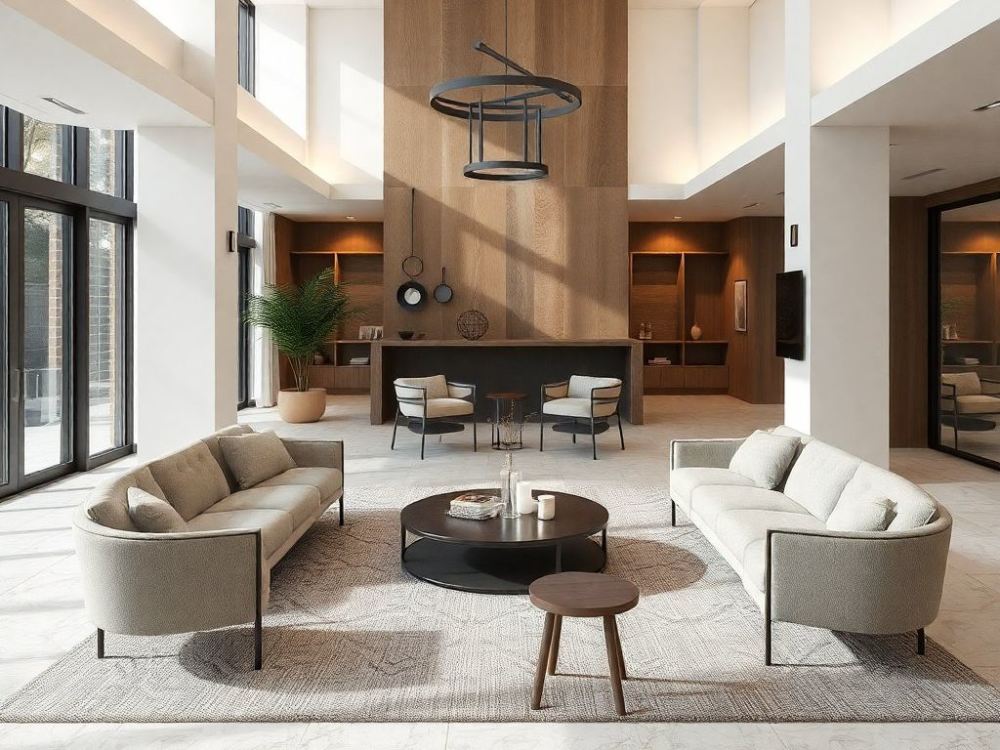 Photorealistic rendering, interior design, 3D visualization, floor ...