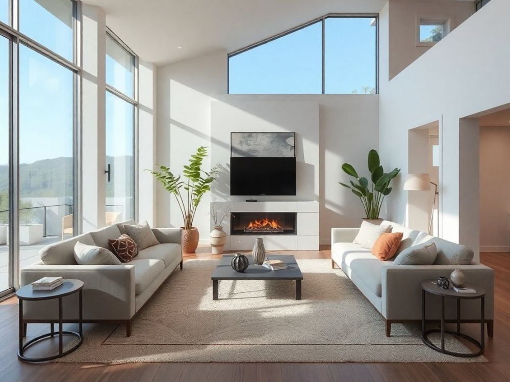 Photorealistic rendering, interior design, 3D visualization, floor ...