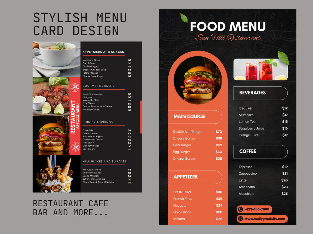 Custom Menu Designs for Restaurants Cafes and Bars Fast | Upwork