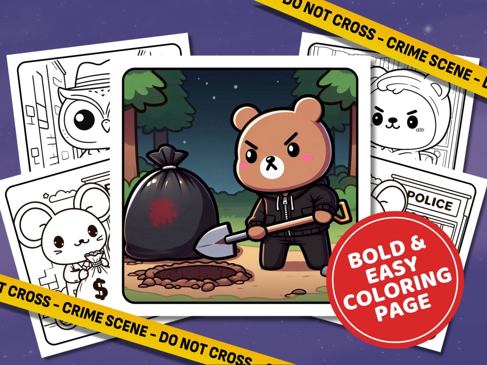 Cozy Crime-Themed Coloring Page For Adult | Upwork