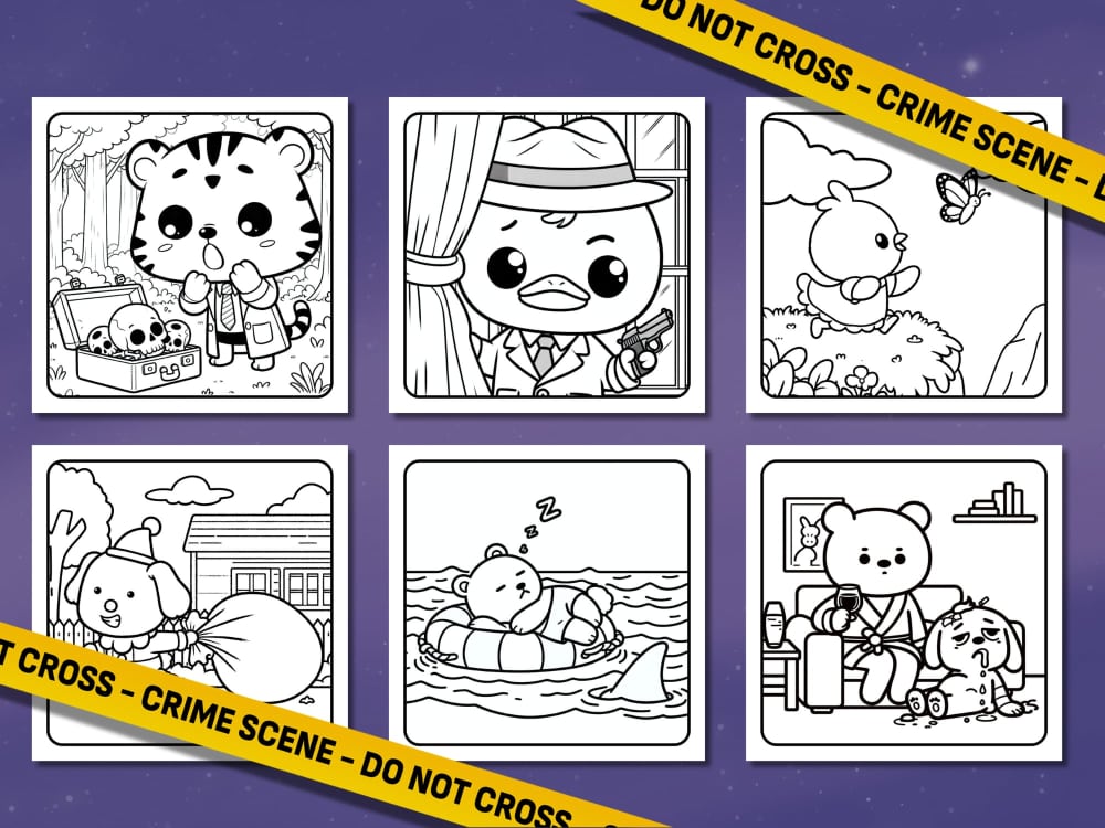 Cozy Crime-Themed Coloring Page For Adult | Upwork