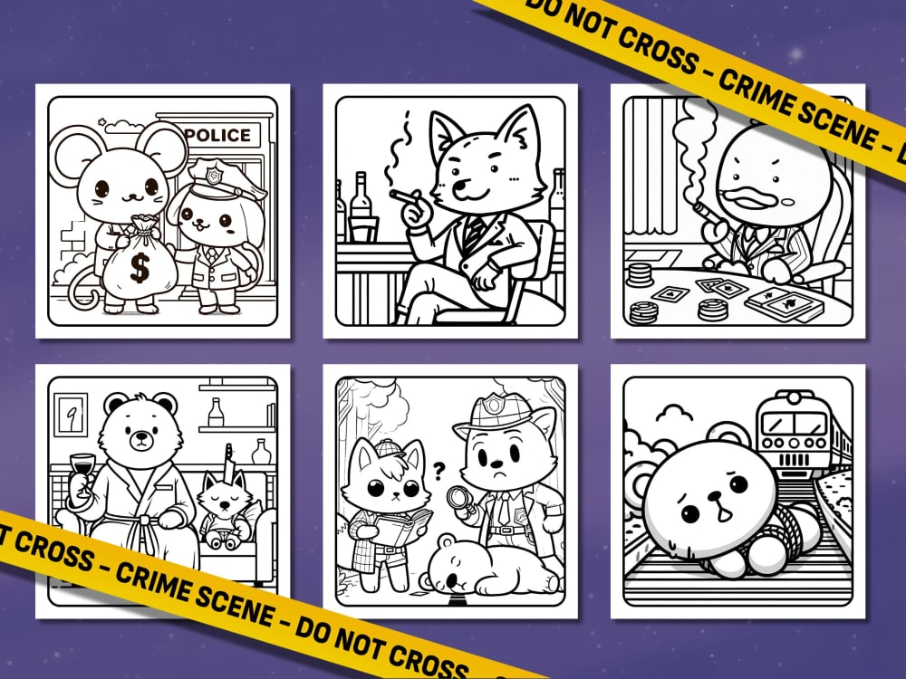Cozy Crime-Themed Coloring Page For Adult | Upwork