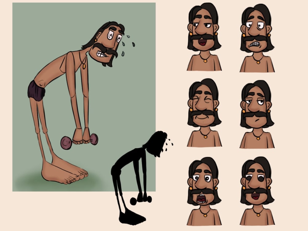 A 2D Cartoon Character Design with Expression Sheet | Upwork