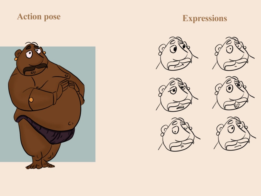 A 2D Cartoon Character Design with Expression Sheet | Upwork