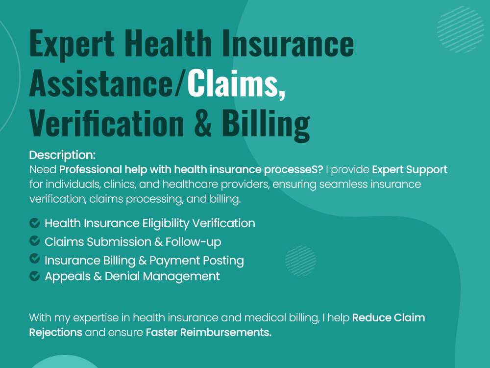 Expert health insurance Assistance / Claims, Verification & Billing ...