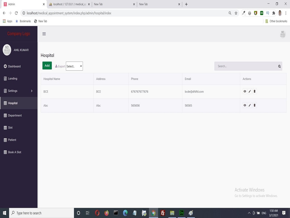 Medical Appointment Booking System in CodeIgniter | Upwork