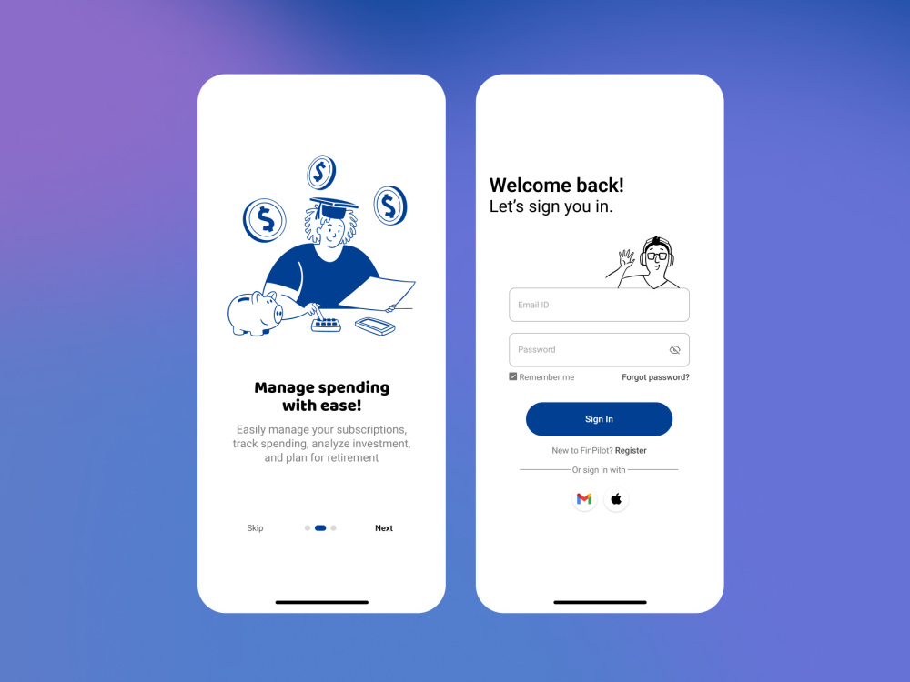 5 high fidelity screens app design | Upwork