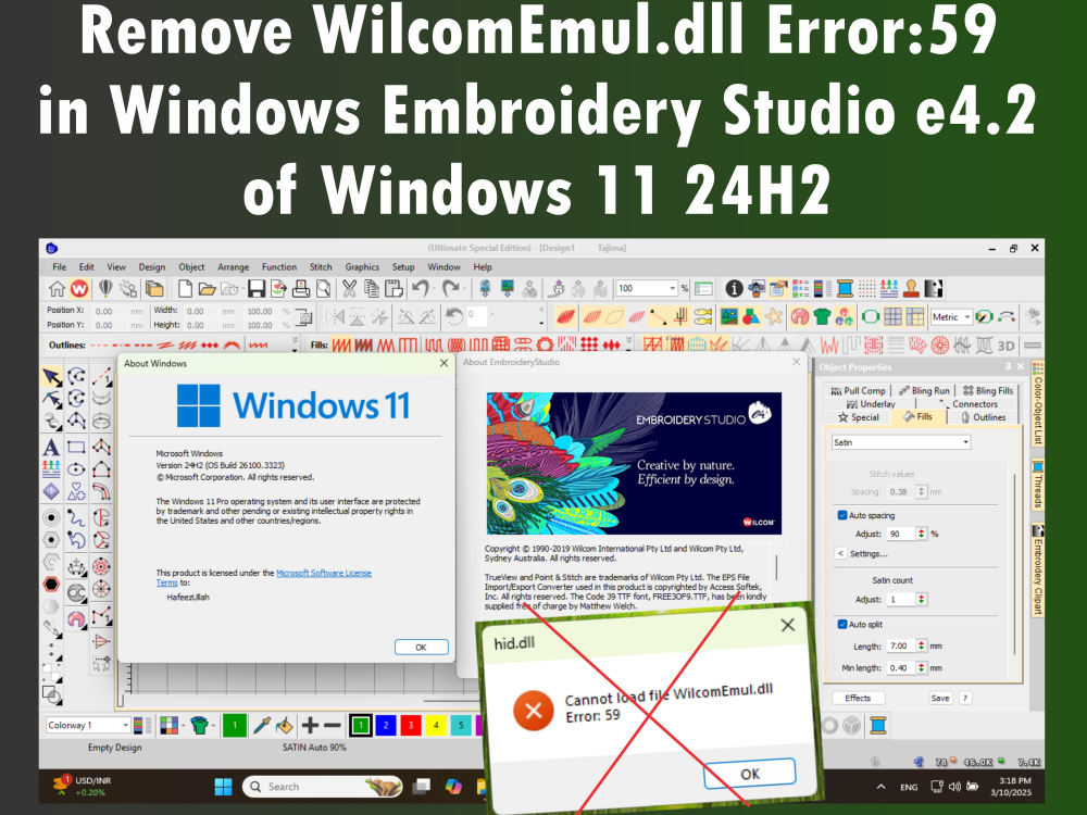 Remove WilcomEmul: error:59 of Wilcom e4.2 in Windows 11 24H2 | Upwork