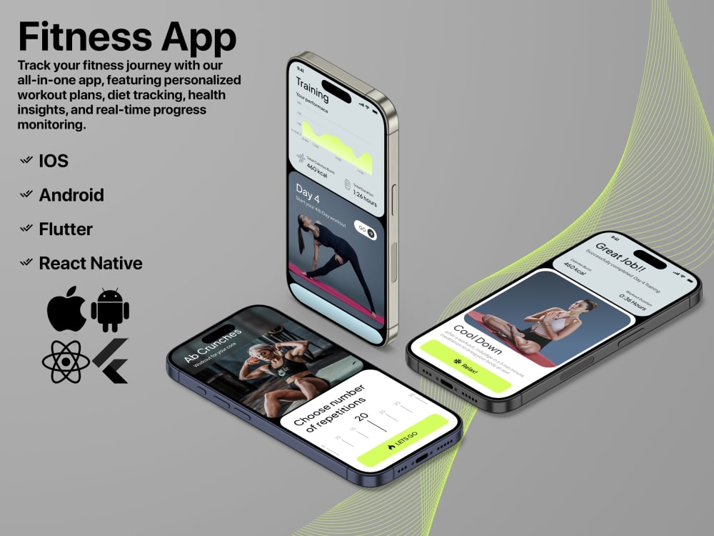 A Full-Fledge Fitness Mobile App using Figma, Flutter, & React Native | Upwork