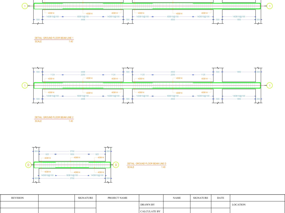 Drawing Element Structural (Pile cap, Stump column, ground beam, column ...