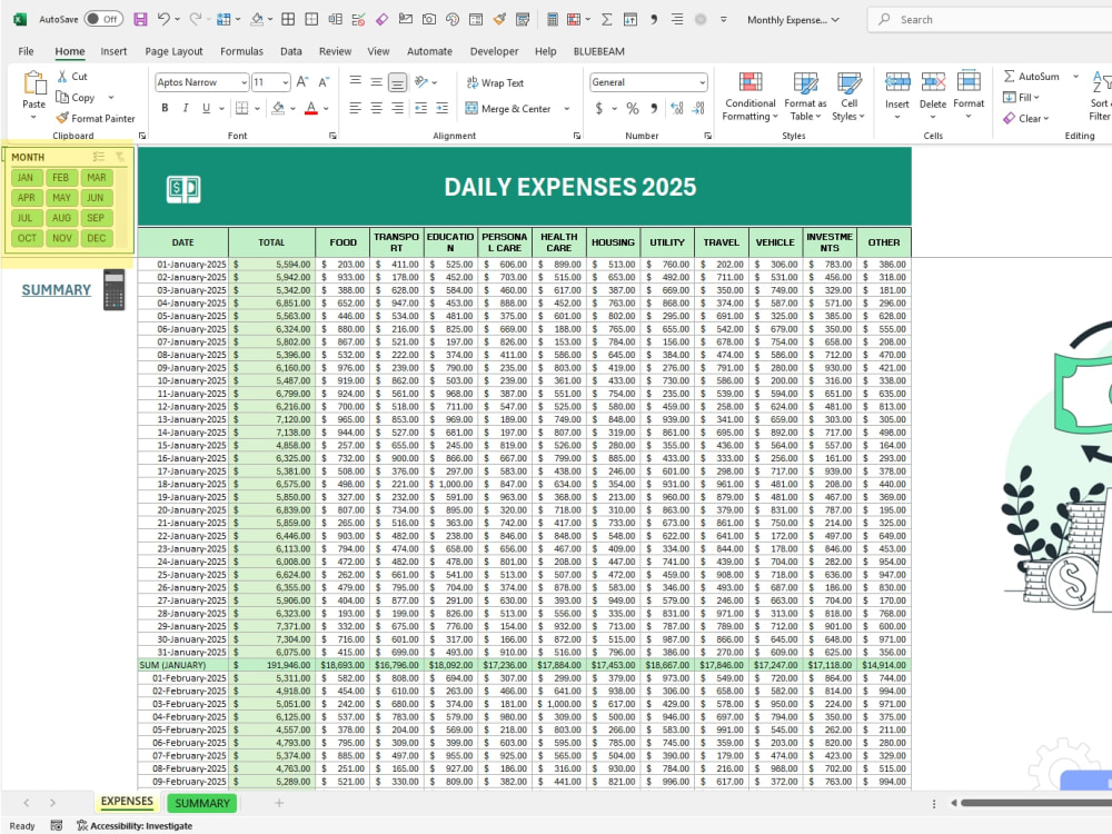 Excel System with Dashboard for Personal Expense Tracking | Upwork