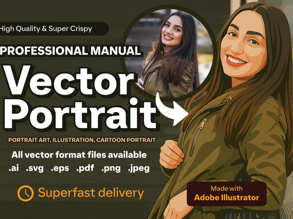 Vector portrait, vector art, cartoon portrait, vectorize image | Upwork