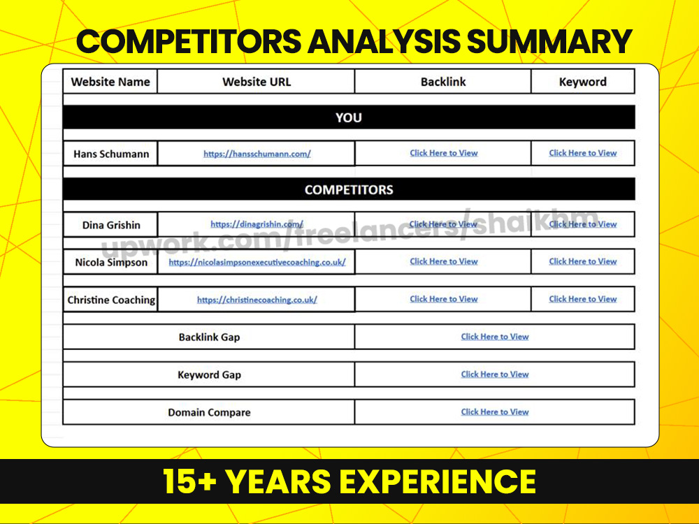 Comprehensive SEO Competitor Analysis & Research Report | Upwork