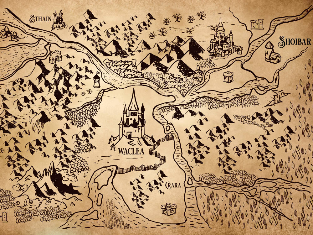 A fantasy map with parchment style for storybook | Upwork